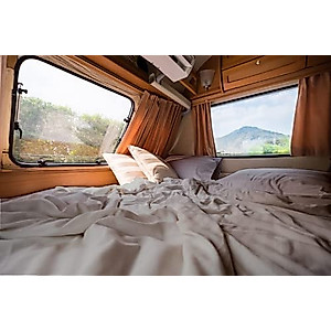 RV Sheet Sets 66x80 Olympic Queen 4 Pc, 600 Thread Count 100% Egyptian Cotton Bed Sheets for RV, Campers & Travel Trailers, RV Bed Sheets Fit Mattress 10" to 15" Deep Fitted RV Sheets Silver