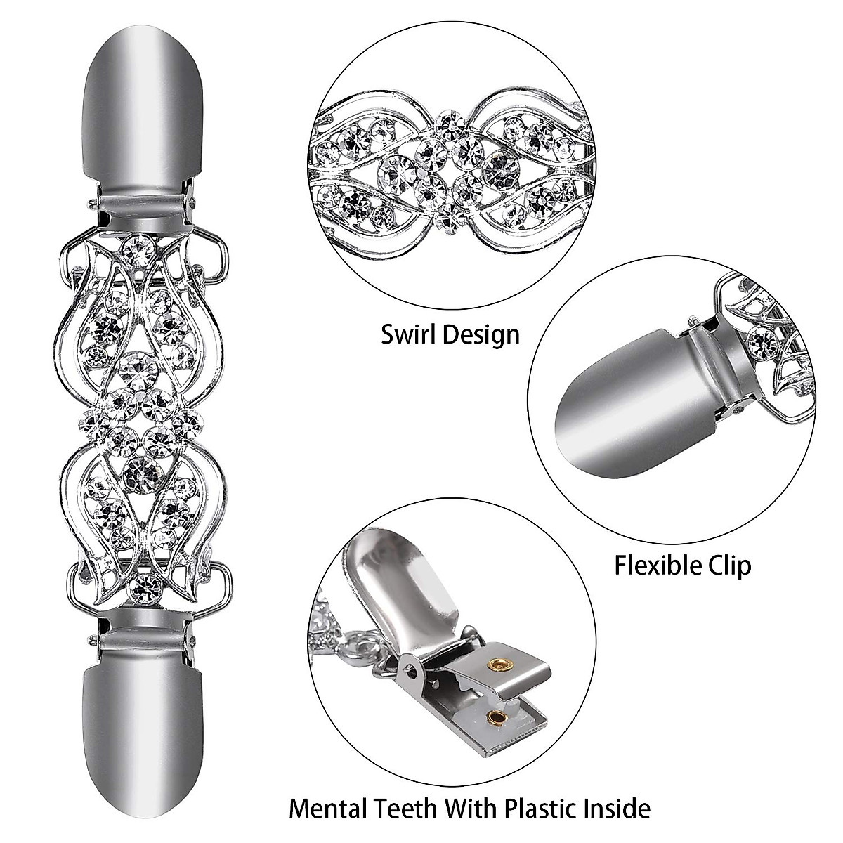 Ruisita 6 Pieces Retro Cardigan Clip Sweater Collar Clip Antique Flowers Pattern Shawl Clips Dresses Shawl Clip for Women Girls (Style A)