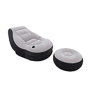 Intex Inflatable Ultra Lounge Chair With Cup Holder & Ottoman Set, Vinyl, Gray (5 Pack)