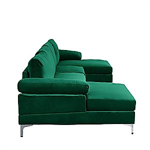 Casa Andrea Milano Modern Large Velvet Fabric U-Shape Sectional Sofa, Double Extra Wide Chaise Lounge Couch