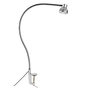Hersi High Bright 5w 35‘’Long Flexible Arm Desk Lamp Metal Architect LED Task Light with Clamp, Adjustable Folding Twin-Arm Clip-on Table Lamp,Black for Home Office (Silver)