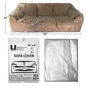 Uboxes Sofa Protective Poly Covers, 152 x 45 in, 1 Pack