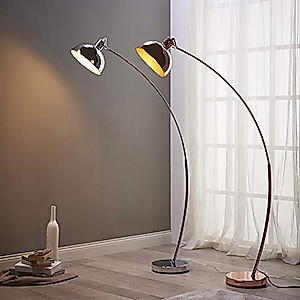 Versanora VN-L00024 Versa Nora-Arco 63" Metal Arc Floor Reading Lamp with Downlight Shade-Chrome Finish | Curved. Adjustable Neck | Contemporary Design for All Living Rooms and Bedrooms, Silver