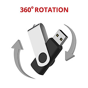 MOSDART No Logo USB2.0 2GB Flash Drive, Swivel Design with LED Indicator, Keychain Loop, FAT32 Memory Stick for Data Storage, Black(Pack of 10)