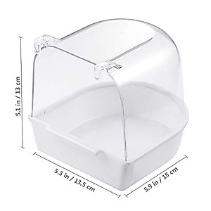 POPETPOP Bird Bath Hanging Parrot Bath Covered - Birdcage Outside Bathing Tub for Small Brids Budgerigar Canary Parrots - Bird Cage Accessories (Random Color)