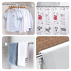 Closet Pole, Closet Rod with Telescopic Adjustment, with Wardrobe Rail Rod Pole Socket and Screws, Clothes Rod for Closet, Suitable for Wardrobes, Cabinets, Bathrooms, Balconies (27.6‘’-47.2‘’)