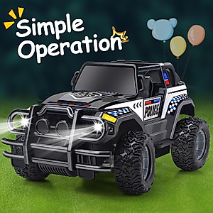 Bloolilies Remote Control Police Car, Remote Control Car for Boys 4-7, 1:20 Scale Rc Truck with LED Headlights Racing Car Toys Birthday Gifts for Kids Age 3 4 5 6 7 8+