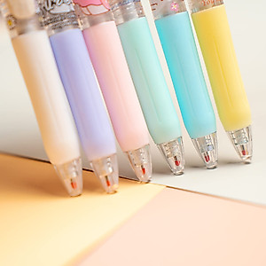 JieJiefa 6Pcs Cartoon Cat Ballpoint Pens Kitty Cute Anime Gel Pen Black Ink 0.5mm Kawaii School Supplies Gifts for Girls Women Teens