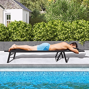 Giantex Patio Chaise Lounge Chair - Outdoor Lounge Chaise with Face Hole, Detachable Head Pillows, 5-Position Adjustable Tanning Chair for Poolside, Yard, Deck, Outside Sunbathing Chair (1, Black)