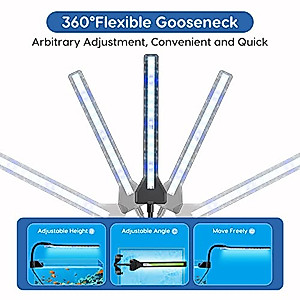 FYD LED Aquarium Light, 4.5W Clip on Aquarium Light Suitable for Uncovered Aquariums Under 15 Inches, Fish Tank Light with White & Blue Lights, Aquarium Plant Light for Reef Coral Aquatic Plants