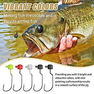 Ned Rig Jig Heads for Soft Lures, 20Pcs Wide Gap Shroom Jig Hooks Set Offset Ned Hooks for Bass Fishing (1/4oz)