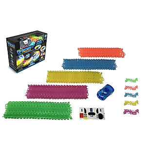 Mindscope Twister Tracks Neon Glow in The Dark 221 Piece (11 feet) of Flexible Assembly Track Emergency Series