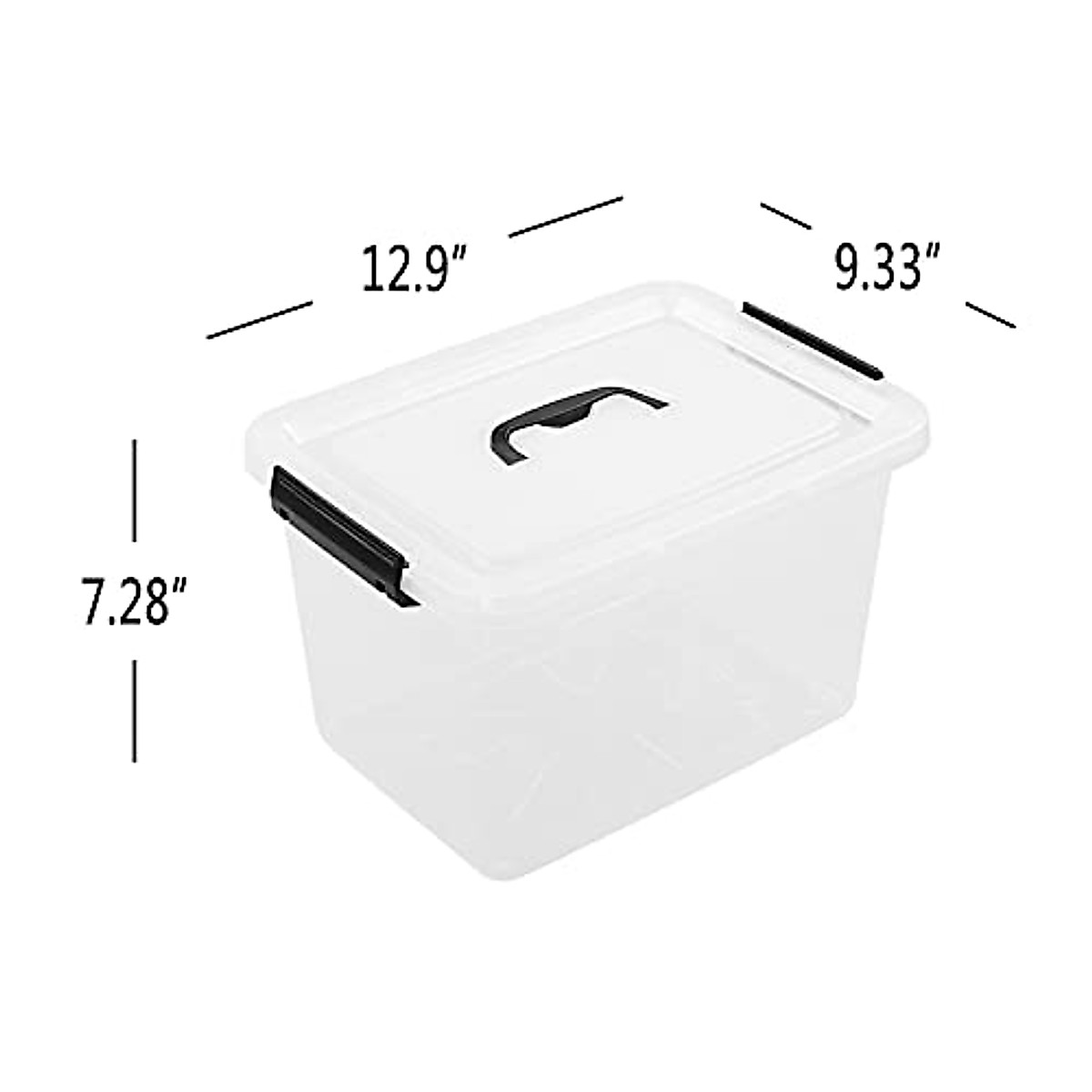 Qskely 6-Pack 10 L Clear Plastic Storage Box, Latch Storage Box with Handle
