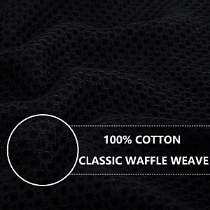 Homaxy 100% Cotton Waffle Weave Kitchen Dish Cloths, Ultra Soft Absorbent Quick Drying Dish Towels, 12 x 12 Inches, 6-Pack, Black
