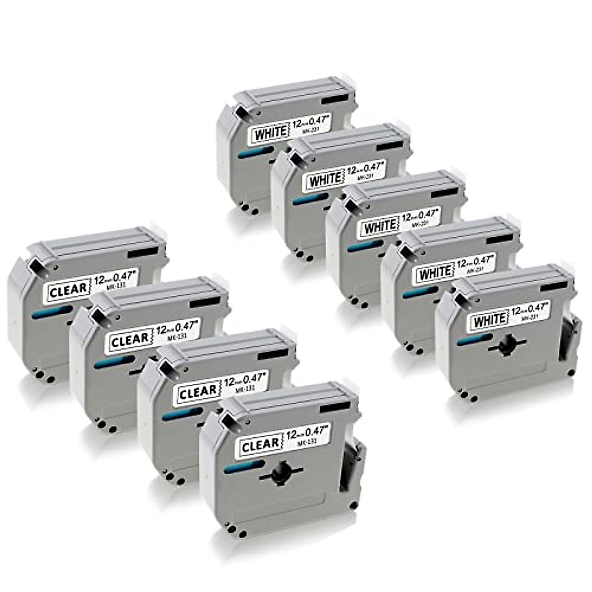Compatible with Brother Label Maker Tape MK-131 MK-231 Ptouch M Label Tape 12mm 0.47'' for PT-M95 PT-80 PT70BM PT-65, 12mm x 8m, 9 Pack