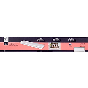 HIGH & MIGHTY 515616 Decorative 36" Floating Shelf Holds up to 25lbs, Easy Tool-Free Dry Wall Installation, Beveled, Retail Packaging, White