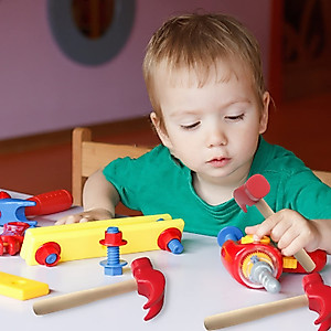 HEIPINIUYE 3 PCS Wooden Hammer Toys Simulation Hammers Maintenance Tools for Kids Children Birthday Party Games Supplies