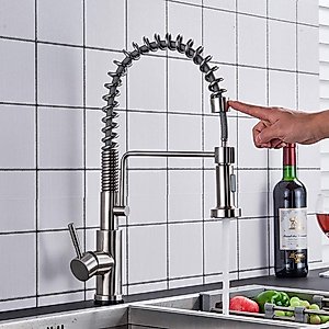 YJRIC Kitchen fau cet Brushed Pull Out Sensor Kitchen Faucet Sensitive Smart Touch Control Faucet Mixer for Kitchen Touch Sensor Kitchen Mixer Tap,Brushed Nickle