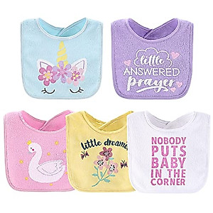 The Peanutshell Terry Bib Set for Baby Girls | 10 pack for Feeding, Teething, & Drooling | Pastel Girl