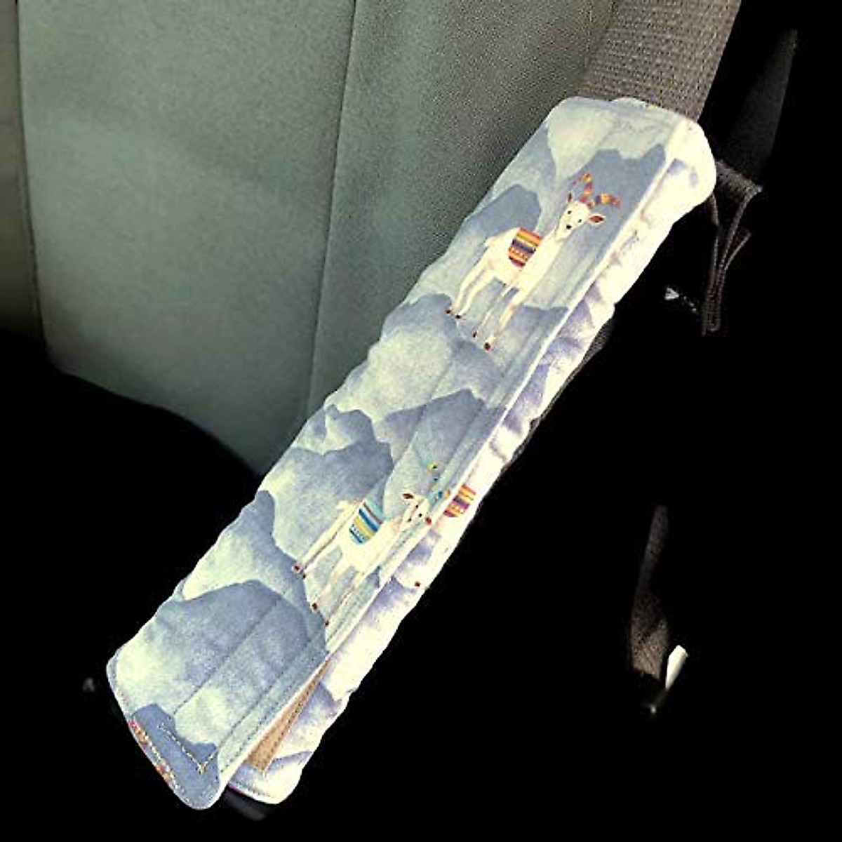 Set of 2 Universal Car Seat Belt Cover, Blue Moon White Dreamcatcher Saturn Star, Truck SUV Cushion Seatbelt Shoulder Strap, Soft Comfortable Driving Protection, Plush Padded 100% Cotton Adult Child