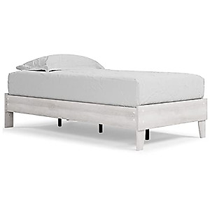 Signature Design by Ashley Paxberry Modern Farmhouse Platform Bed Frame, Twin, Rustic White