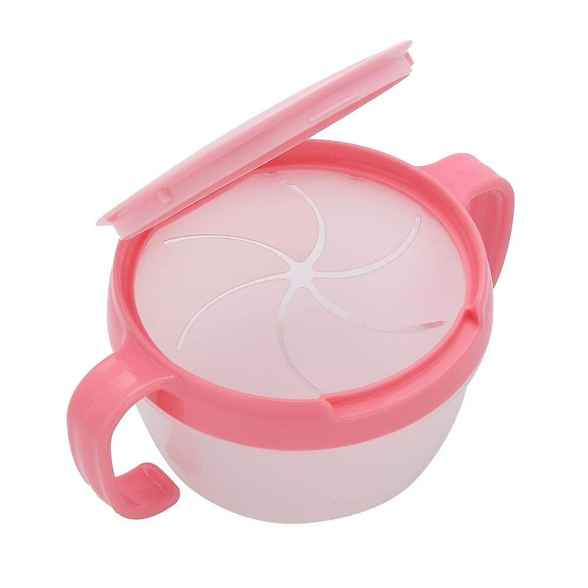 eecoo Snack Cup with Double Handle for Kids, Snack Catcher Lid Snack Container for Toddler and Baby,Portable Biscuits Candy Box (RED2)