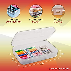 1InTheOffice Pencil Box, Translucent Clear (6 Pack)