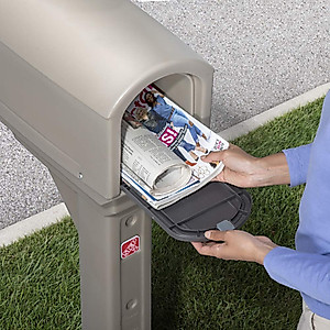 Step2 MailMaster Express Mailbox & Post, Weather Resistant, Large Outdoor Mailboxes, Made of Durable Plastic, Easy to Install, Flag Included, Mocha