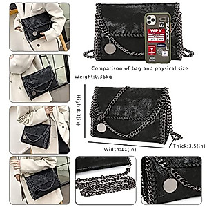JOTHIN Crossbody Bags for Women Designer Handbags for Women Black Clutch Chain Crossbody Purse Women's Shoulder Handbags(Black)