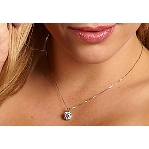 Clara Pucci 3.0 ct Round Cut Stunning Genuine Moissanite Solitaire Pendant Necklace With 18" Gold Chain box Solid 14k White Gold