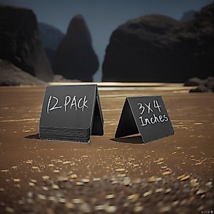 Set of 12, 4"x3" Premium Mini Chalkboard Signs - Versatile Use for Events, Parties, Food Labeling - Comes with Bonus Liquid Chalk Marker(V Type)