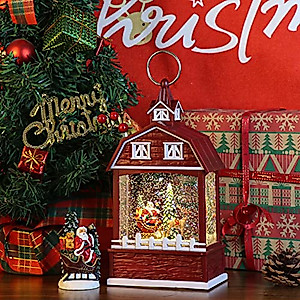 DRomance Christmas Music Snow Globe Lantern with 6 Hour Timer, USB Powered Battery Operated Lighted Water Singing Snow Globe for Mother’s Day Holiday Women Children Gift(Santa, 5 x 3.1 x 11.1 Inches)