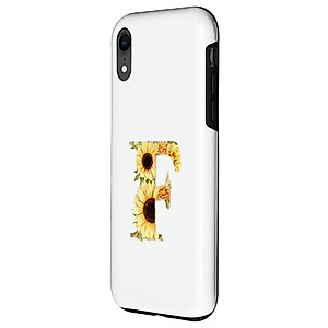 iPhone XR Letter F Initial Monogram Sunflower Minimalist Women Yellow Case