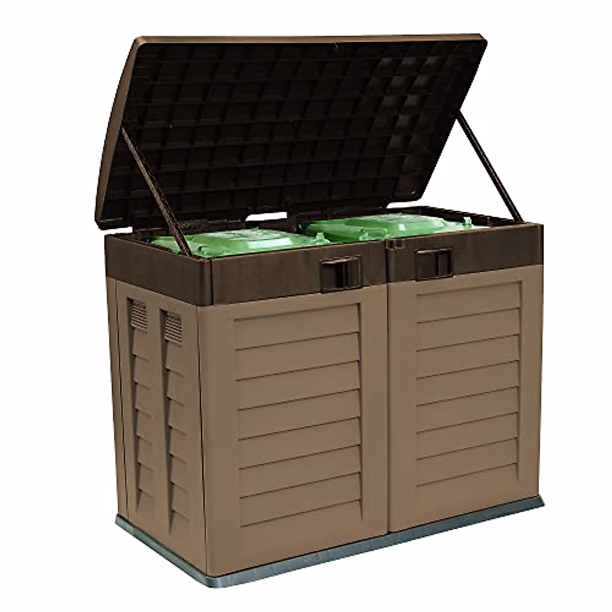 Starplast Heavy Duty Garden Shed: 317 Gallon Outdoor Plastic Willy Bin Cabinet, 2 Doors, Weather & Water Resistant, 57.5 x 46.9 x 34.3 Inches, 41-811