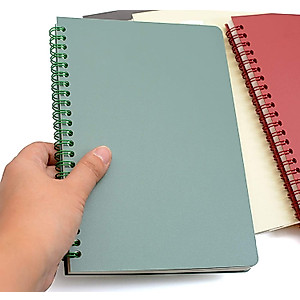 Yansanido Spiral Notebook, 4 Pcs 8.3 Inch x 5.9 Inch A5 Thick Plastic Hardcover 8mm Ruled 4 Color 80 Sheets -160 Pages Journals for Study and Notes (style 10-Wine Red,Brown,Green,ivory, A5)