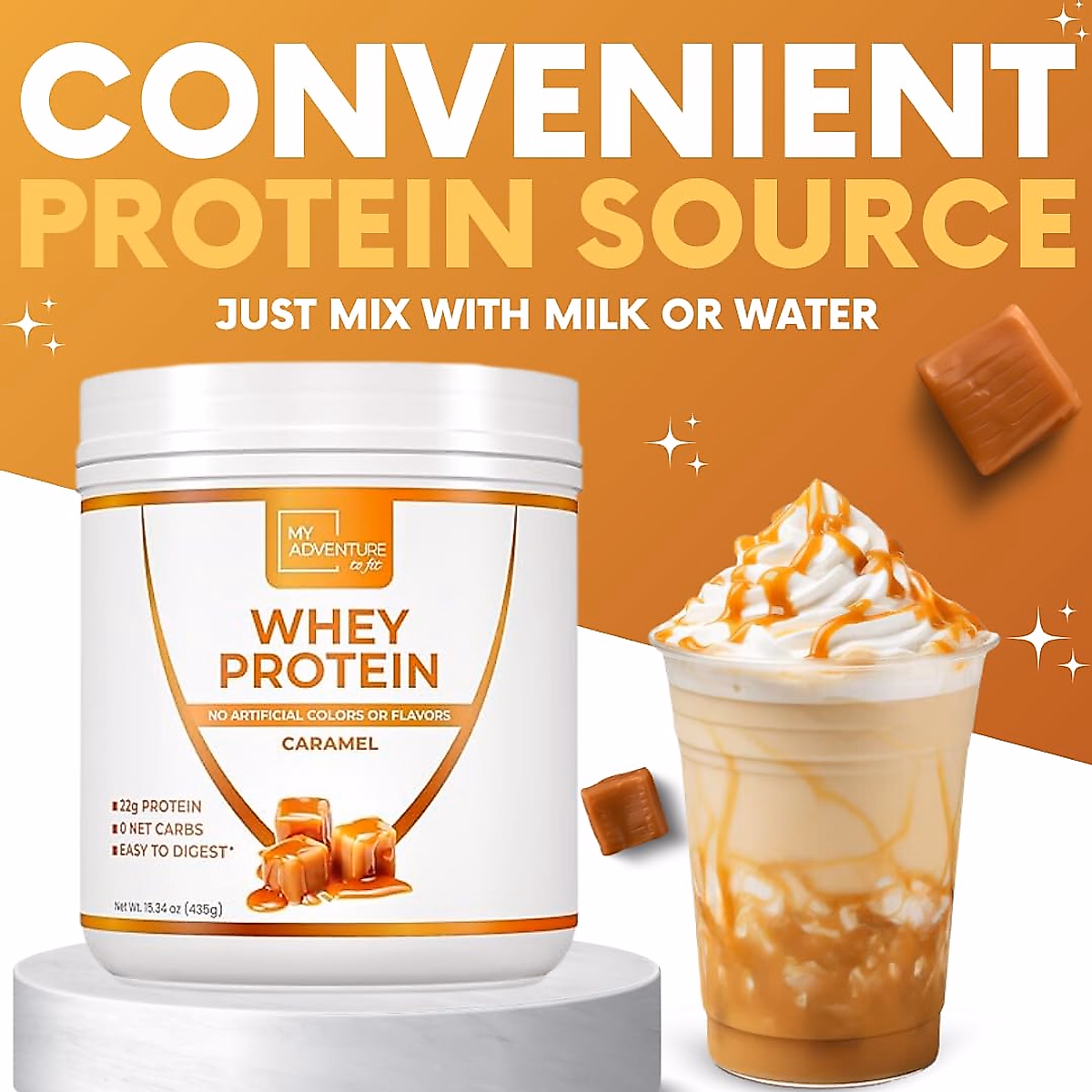 Whey Isolate Protein Powder - Low Carb Protein Powder for Women - Sweetened with Stevia Whey Isolate Protein for Muscle Growth - Natural Clean Protein Powder (Caramel, 15 Servings)