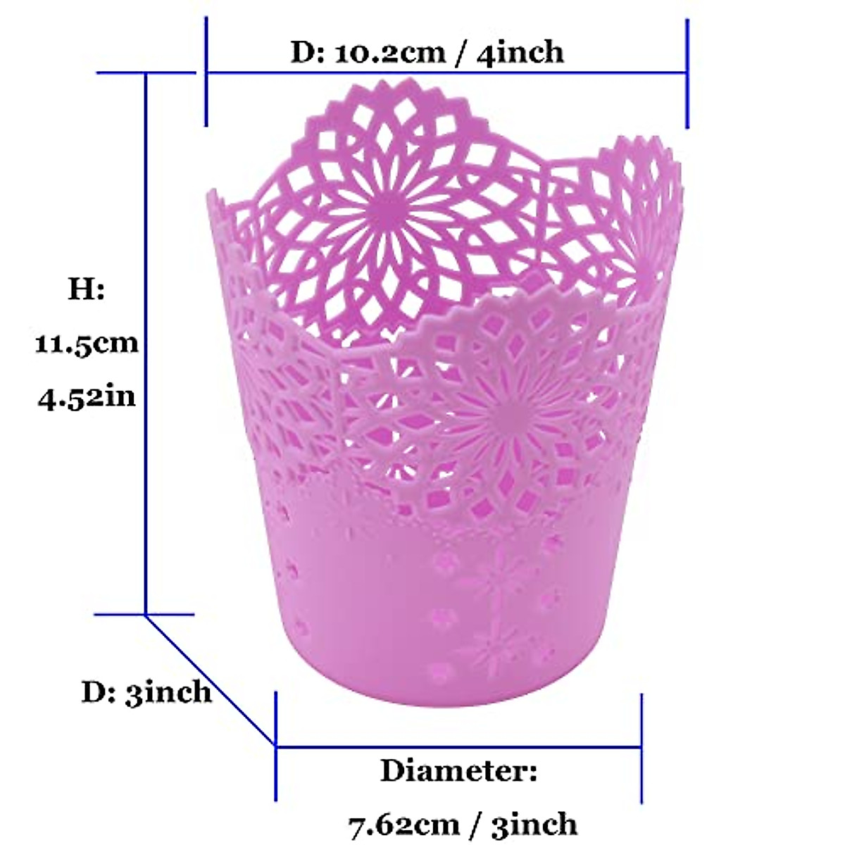 AOKIVIGOA 8pcs Set Pencil Holder Cup Lovely Cute Plastic Hollow Flower Pencil Pots for Office School and Home Pen Ruler Stationery Makeup Brush Storage Organizer with Sticky Notes (Multicoloured)