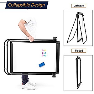 Yaheetech Stand White Board Magnetic 36x24 inches Dry Erase Board Double Sided Adjustable Flipchart Easel Portable Whiteboard with Flipchart Hook for Tabletop Presentation Discusssion Meeting Teaching