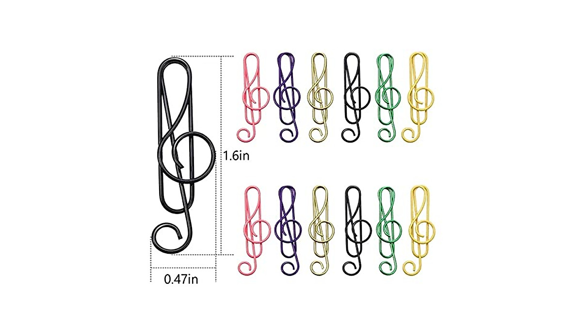 Music Multicoloured Metal Paper Clips - Vibrant Office & School Supplies