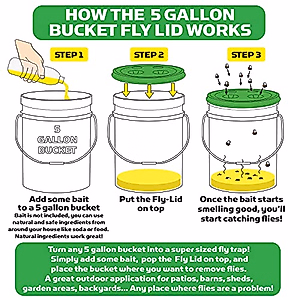Billy-Bob Fly Lid - Indoor Outdoor Eco Friendly Fly Control Pack - Includes 24 Fly-Lids for Disposable Cups and 3 Fly-Lids for 5 Gallon Buckets
