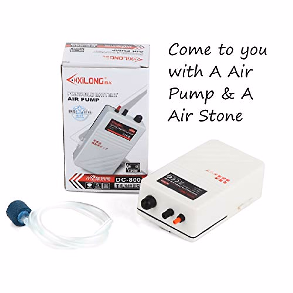 fulhengy Battery Aquarium Air Pump, Quiet DC-800 Backup Fish Tank Air Bubbler, Portable Power Outage Aerator Emergency Oxygen Diffuser, Keeps Fish Safe & Bait Minnow Shrimp Alive