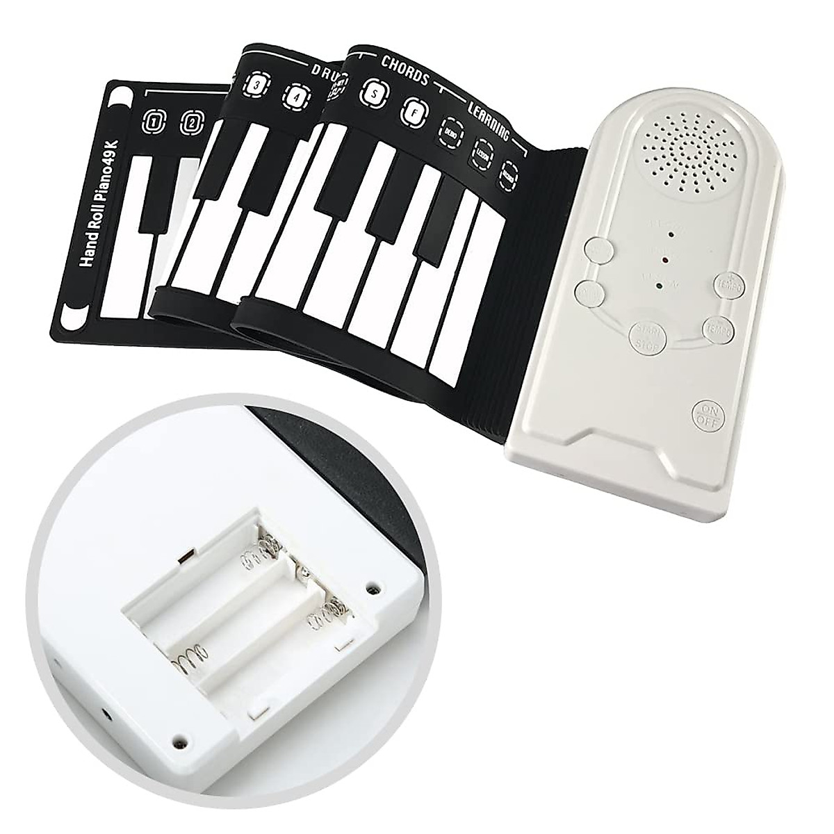 Roll Up Piano,49 Keys Electric Piano Keyboard,Portable Keyboard Piano,Keyboard Piano for Beginners(Silver)