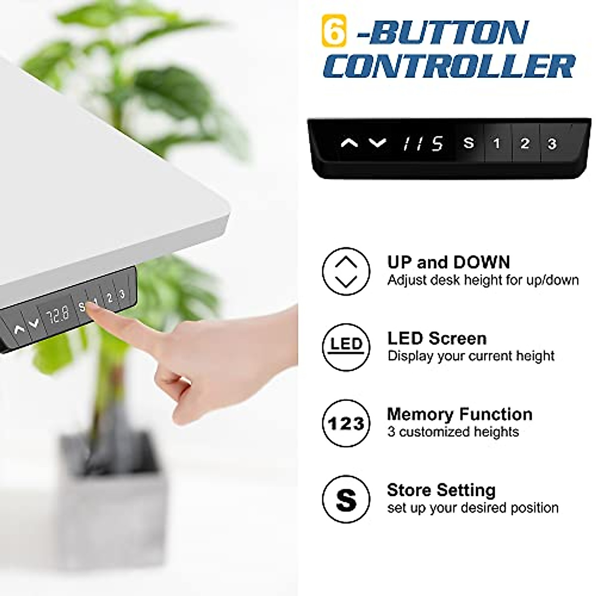 Vongrasig Height Adjustable Electric Standing Desk, 48 x 24 Inches Home Office Stand Up Table Computer Workstation with Splice Table Board & Memory Controller (White Frame + White Desktop)