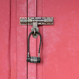 ORIA Cable Locks with Combination, 4 Digit Combination Padlock, Long Shackle Lock, Flexible Steel Cable Rope, Cabinet Lock, School Locker, Black