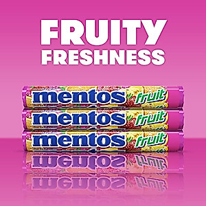 Mentos Candy, Mint Chewy Candy Roll, Fruit, Non Melting, 1.32 Oz (Pack of 6)