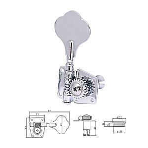 Metallor Vintage Open Gear Machine Heads Tuners Tuning Pegs 4 In Line Right Hand Guitar Parts Replacement for P Bass J Bass Chrome 4PCS
