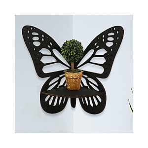 Generic Corner Wall Shelf, Wooden Butterfly Hollow Display Rack, Bohemian Wall Handicraft Ornament Shelf, Minimalist Home Wall Decoration (A)