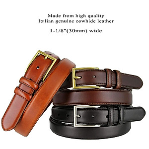 HJ-10 Belts for Men Oil-Tanned Genuine Leather Italian Dress Belt Classic Belt 1-1/8"(30mm) Wide (Tan, 34)
