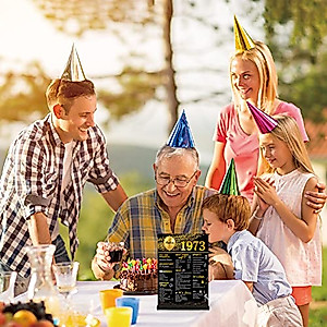 Vlipoeasn 50th Birthday Table Decoration for Men, Black Gold Back in 1973 Acrylic Table Sign with Wooden Stand, 50 Year Old Birthday Party Supplies, 50th Birthday Gift Centerpieces for Women