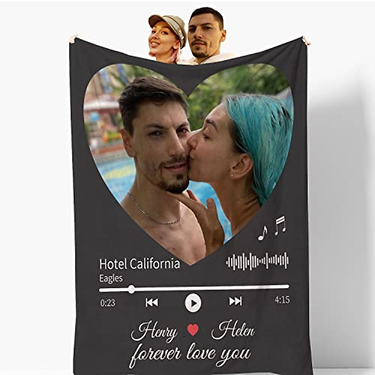 HIWOWHI Custom Blanket with Text Photos Collage Customized Throw Personalized Blankets for Adult Kid Birthday Wedding Christmas Halloween Fathers Mothers Valentines Day Gift Couch Sofa Bedroom